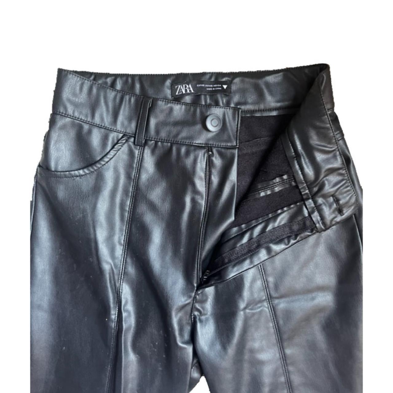 Pleather black Zara flare trousers Perfect... - Depop
