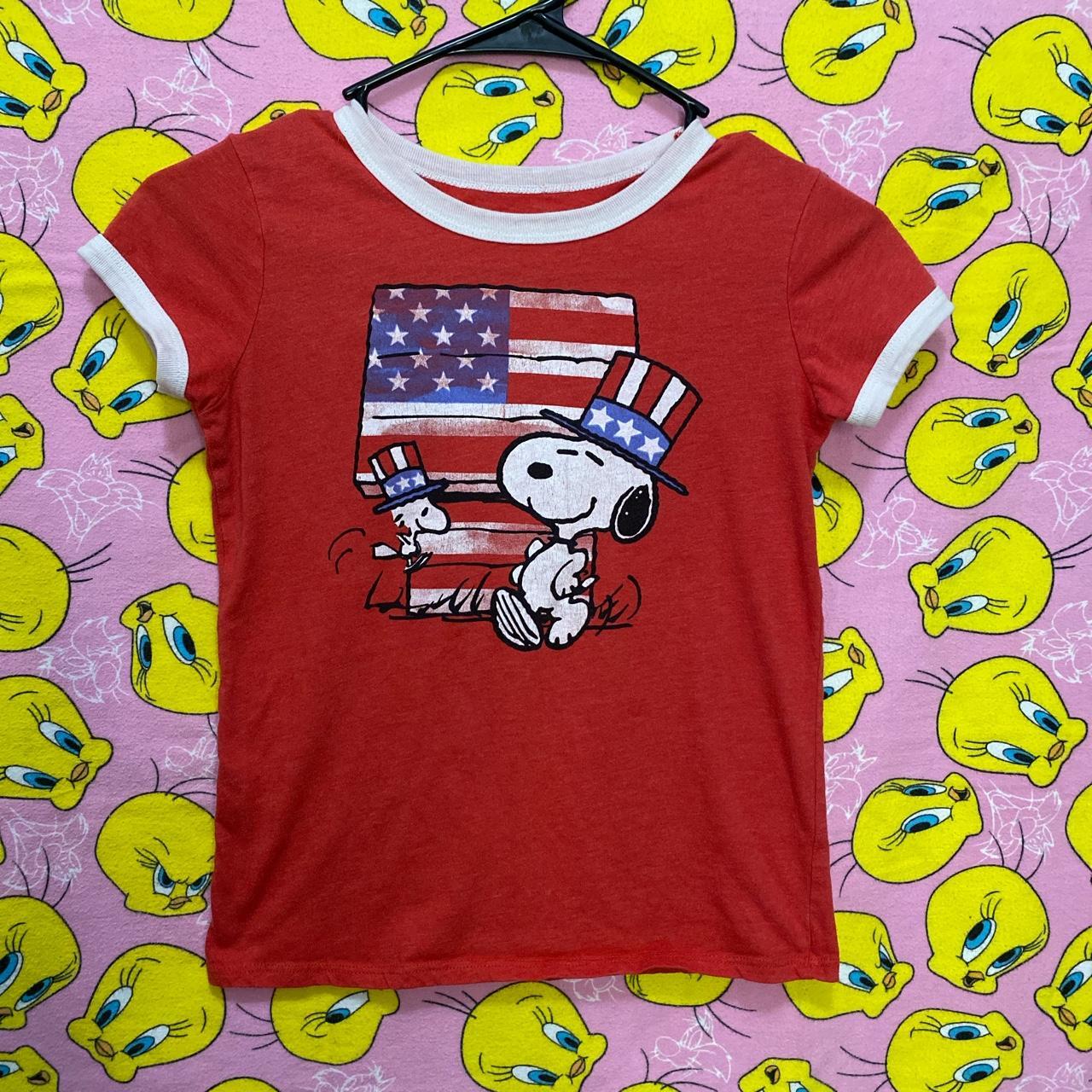 #peanuts #snoopy red and white ringer style baby tee... - Depop