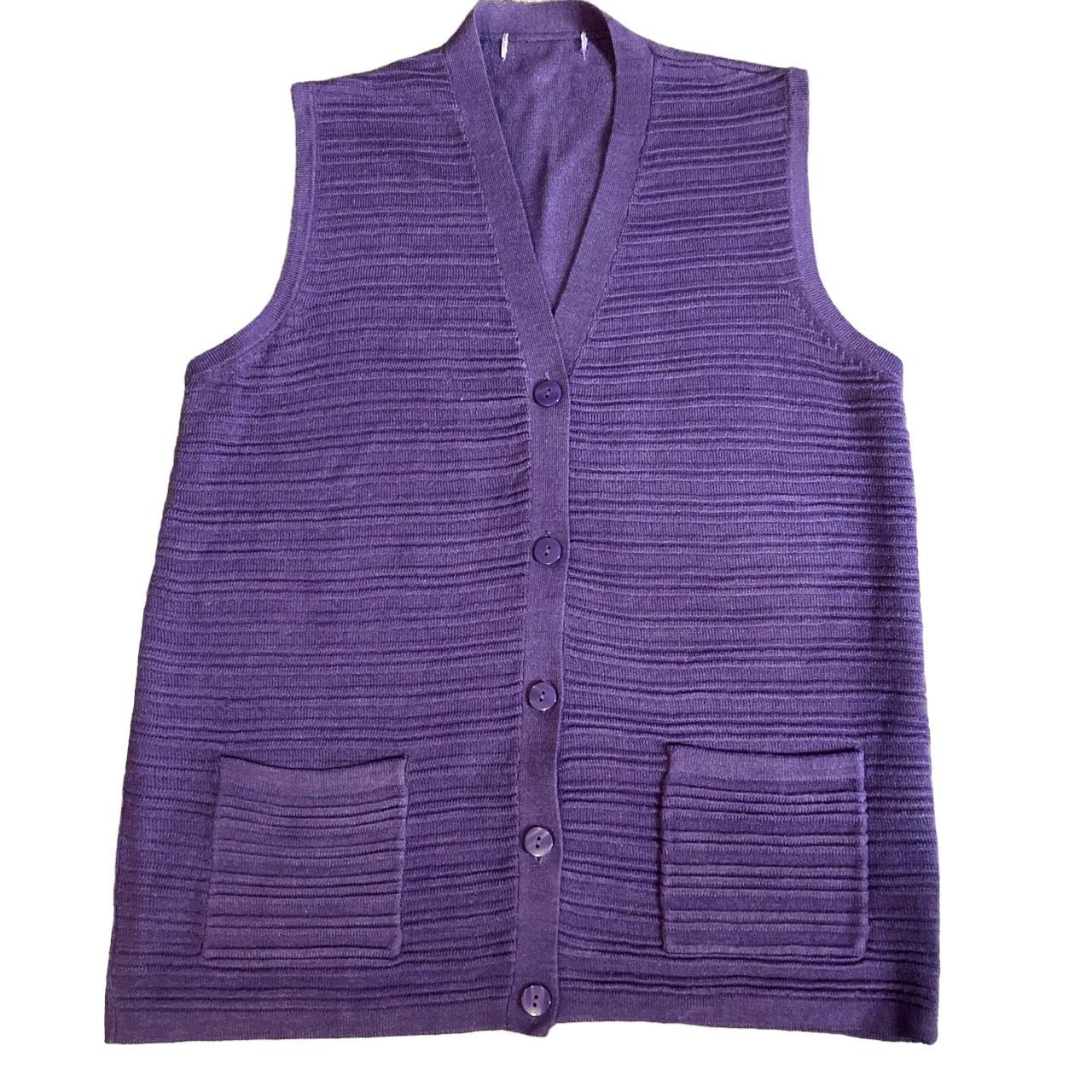 EWM knitted sweater vest Vintage purple button up... - Depop