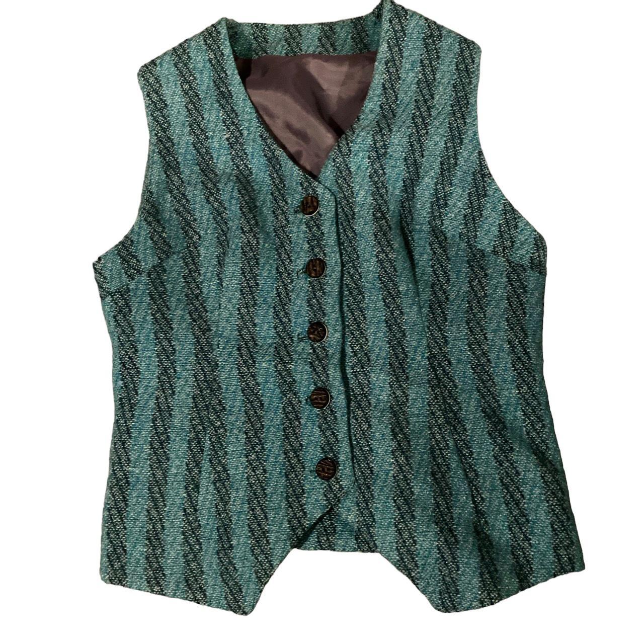 Women's Blue and Green Vest | Depop