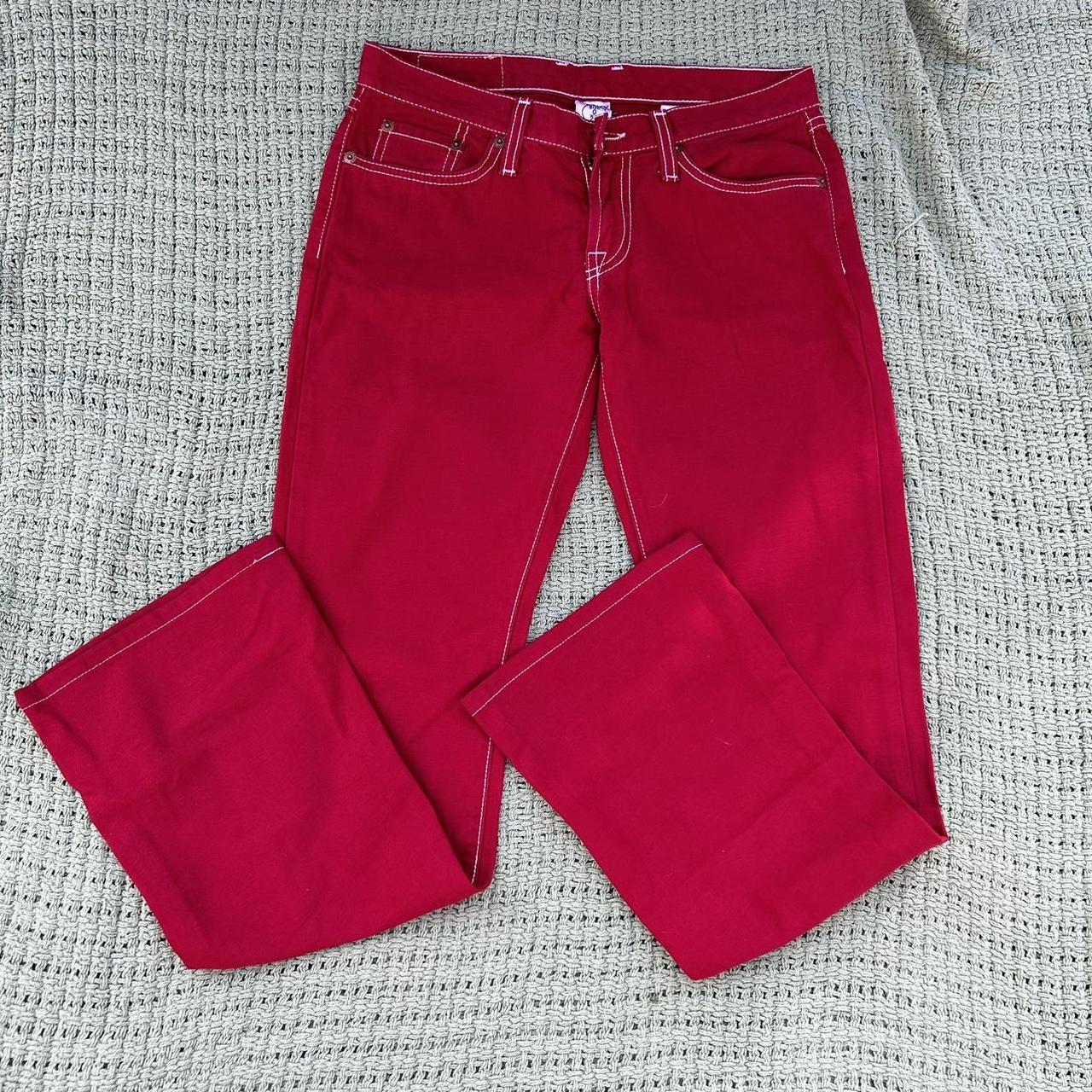 Red low rise Lucky Brand jeans 100% cotton.... - Depop