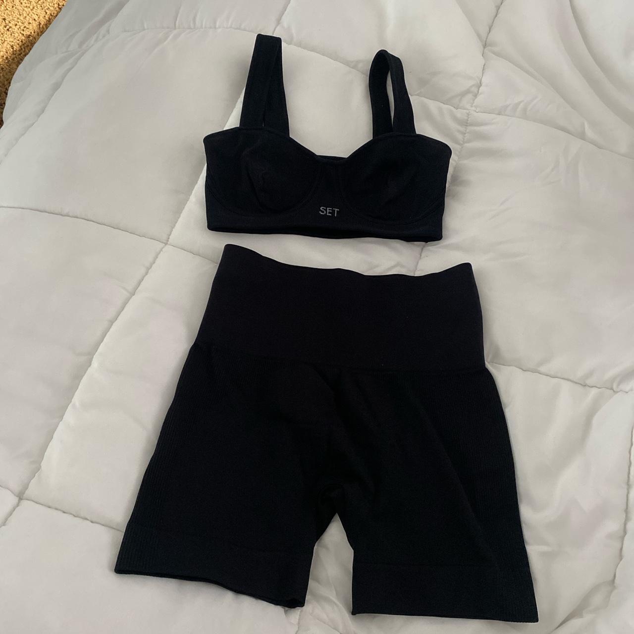 set active workout set size small both pieces never... - Depop