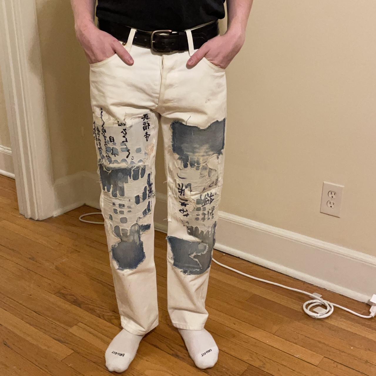 Custom White Levi’s 501 by @songsamnoung on... - Depop