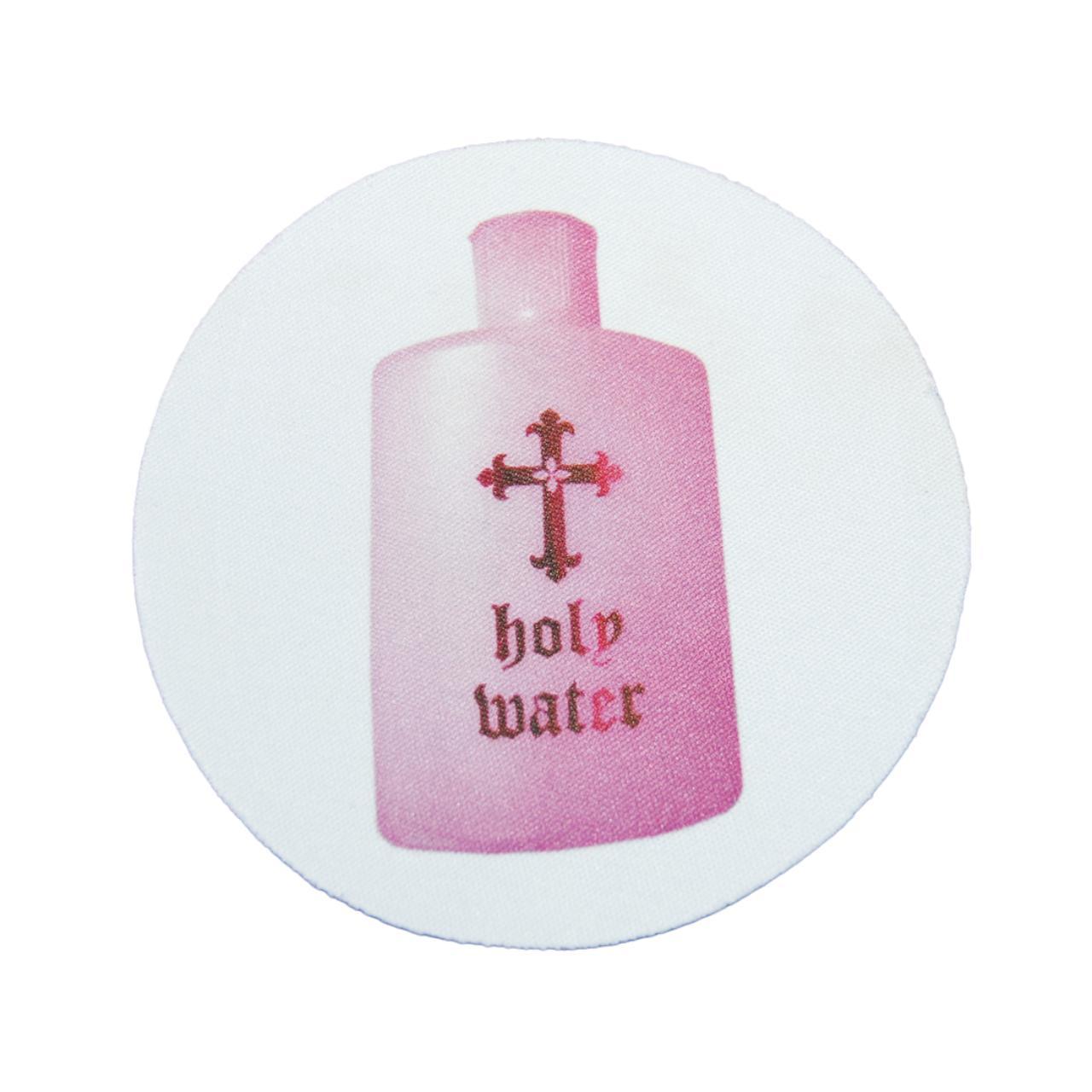 pink holy water soft coaster - hand printed +... | Depop