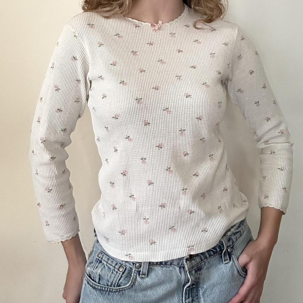 Vintage rose waffle knit top | Depop