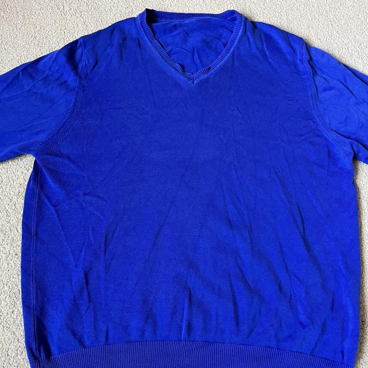gorgeous blue v neck jumper! very vibrant colour and... - Depop