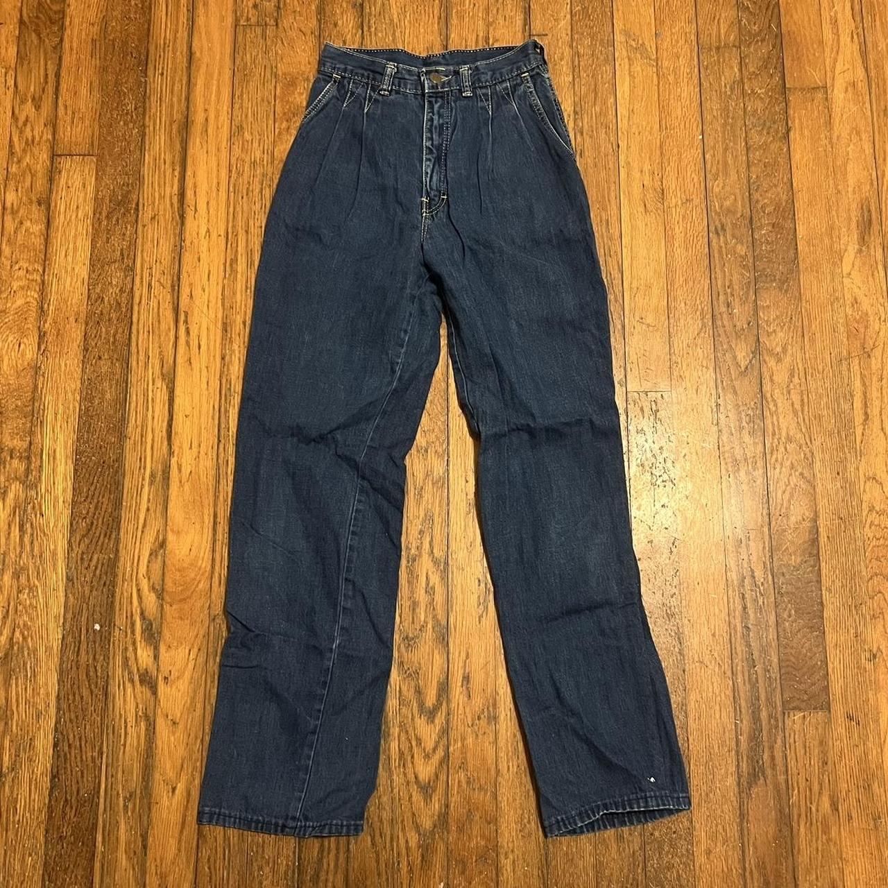 vintage zena high waisted pleated jeans one pocket... - Depop