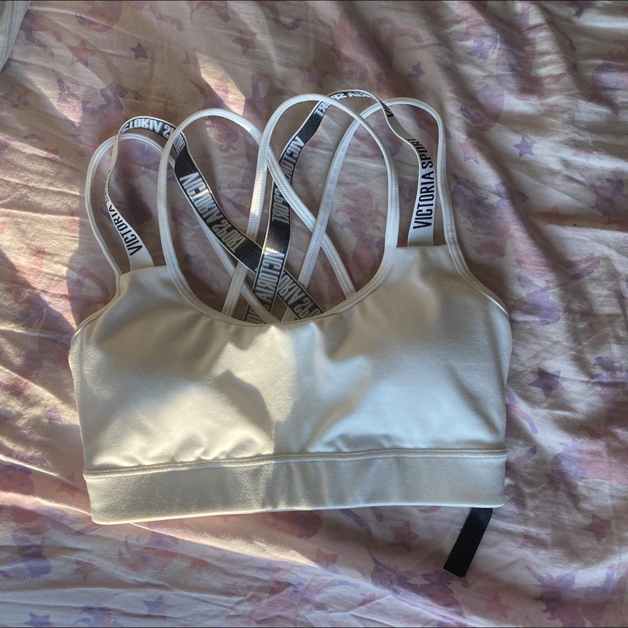 Victoria's Secret Women's White and Black Bra | Depop