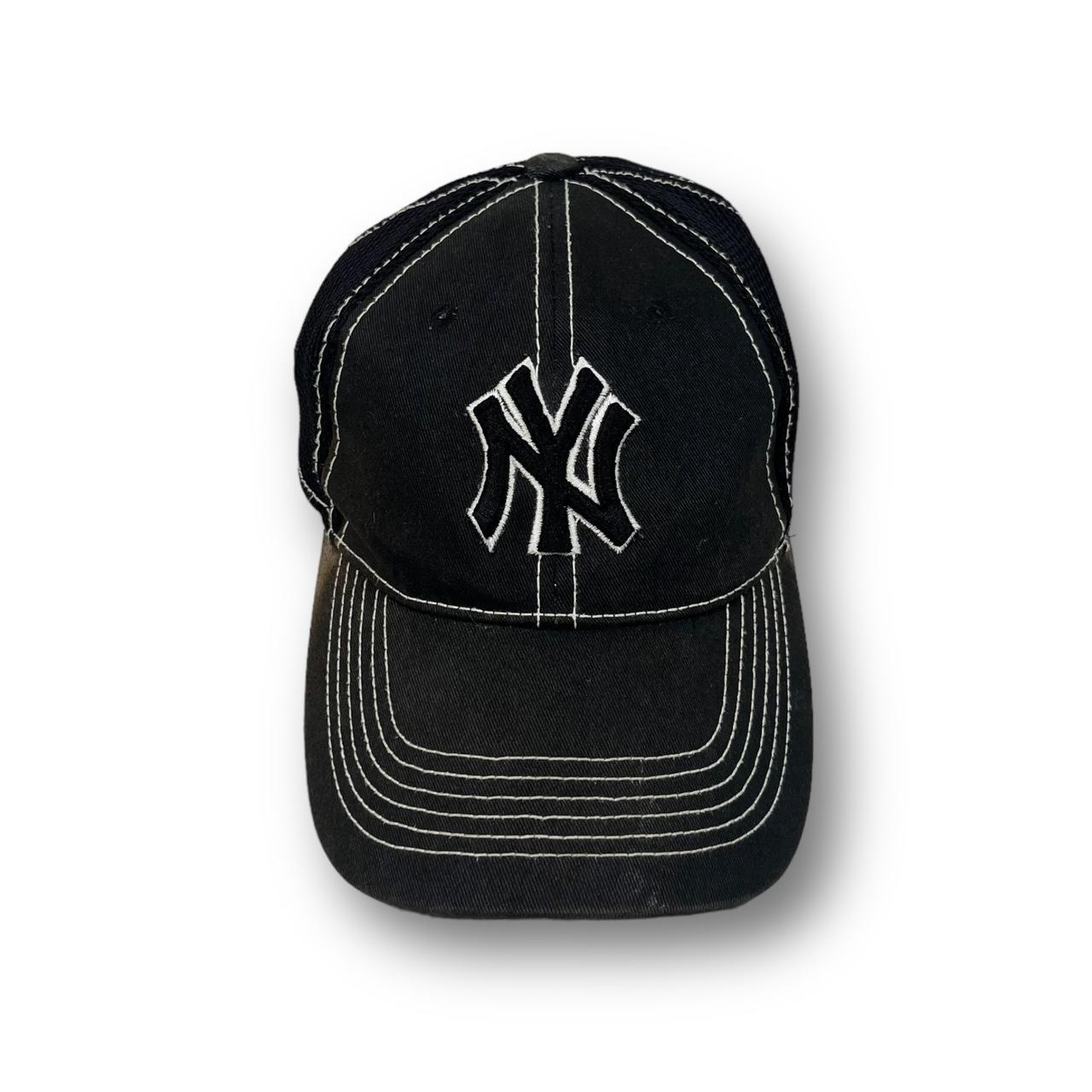 00s New York Yankees MLB Mesh Grey & White Baseball... - Depop