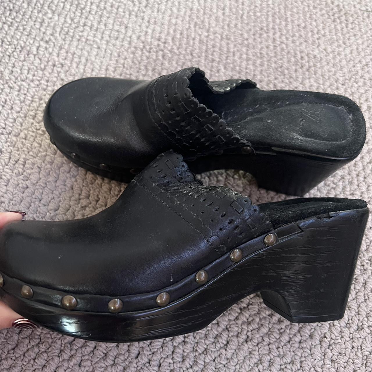 Vintage black clogs. In near perfect condition. Size 7. - Depop