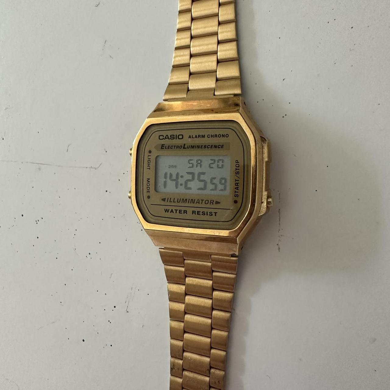 Gold stainless steel Casio watch - Depop