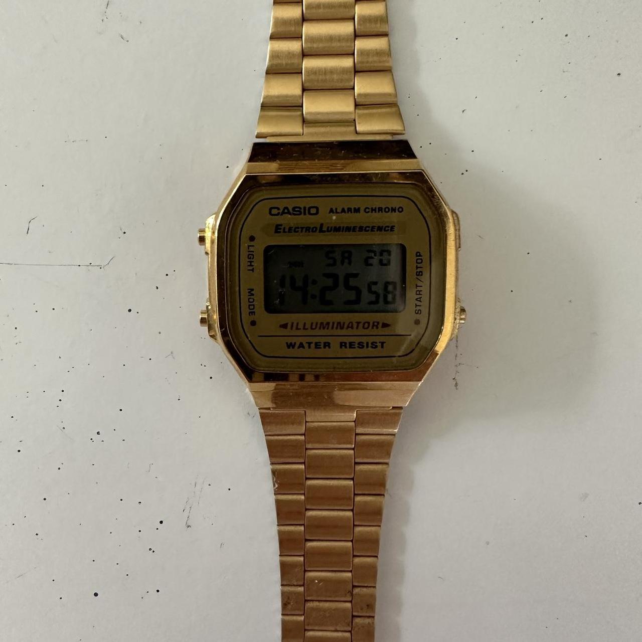 Gold stainless steel Casio watch - Depop