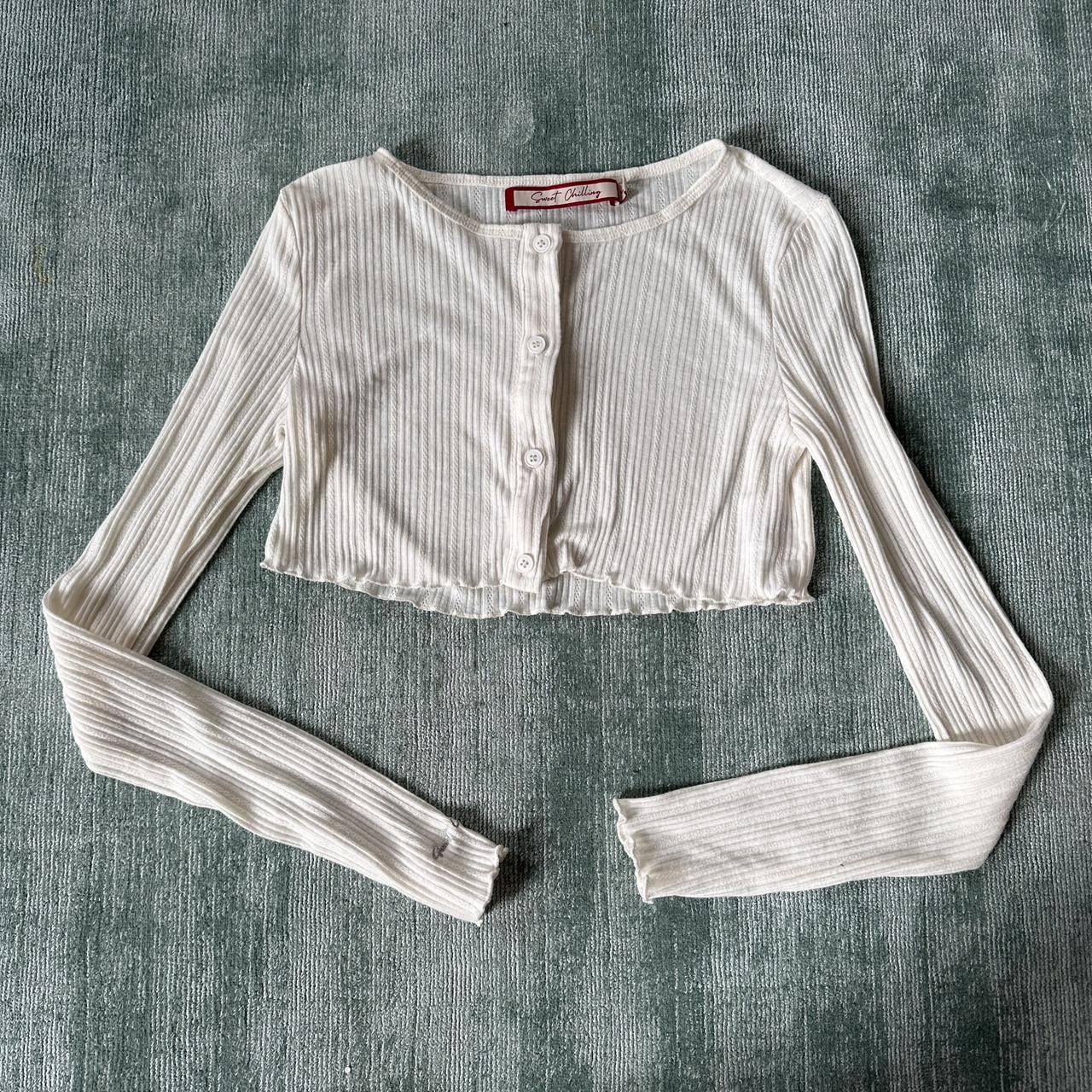 Sweet Chilling rib knit button up long sleeve top - Depop