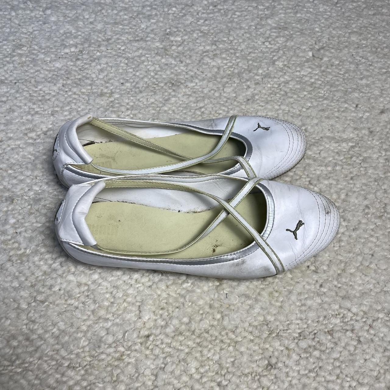 White Puma flats with cross cross straps - Depop