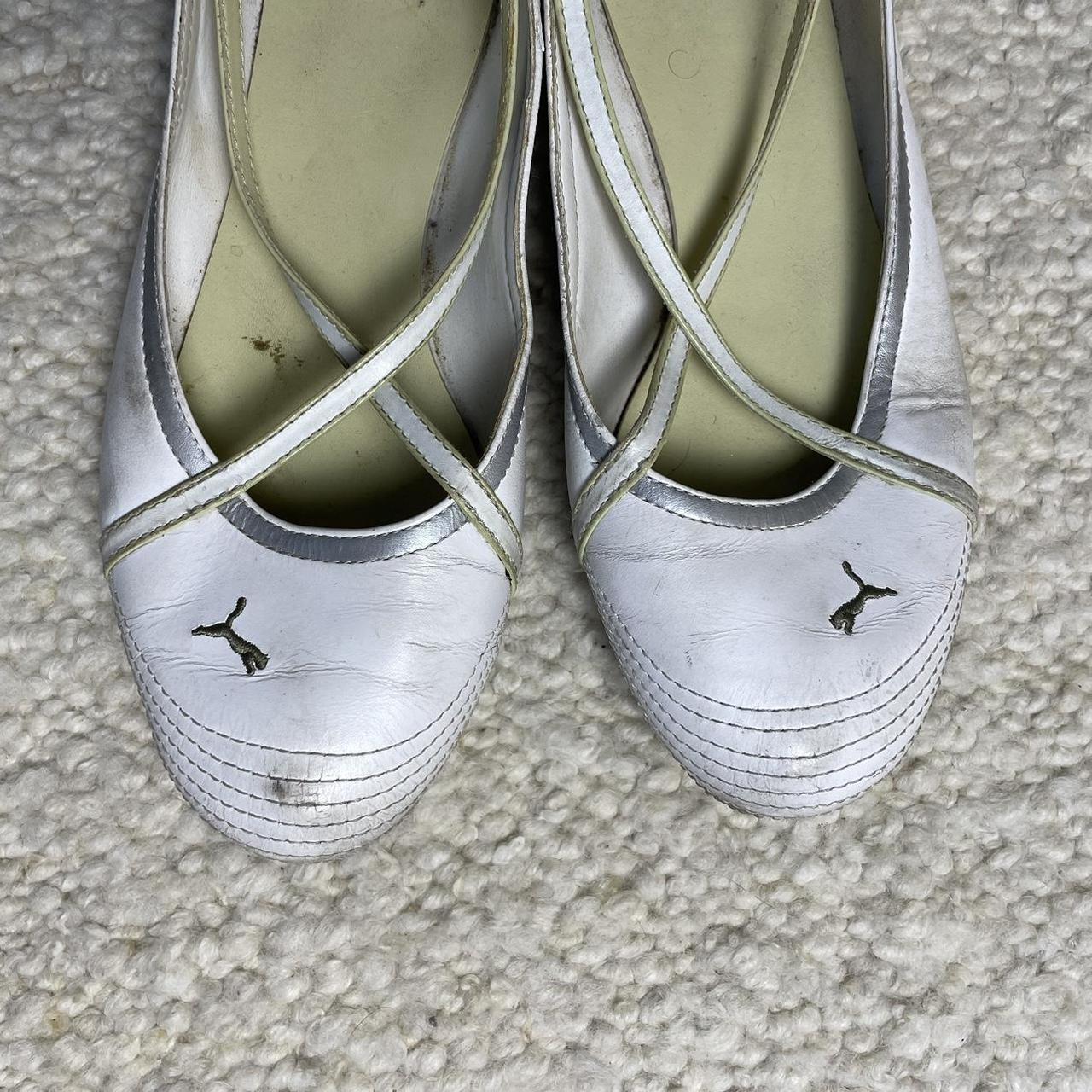White Puma flats with cross cross straps - Depop