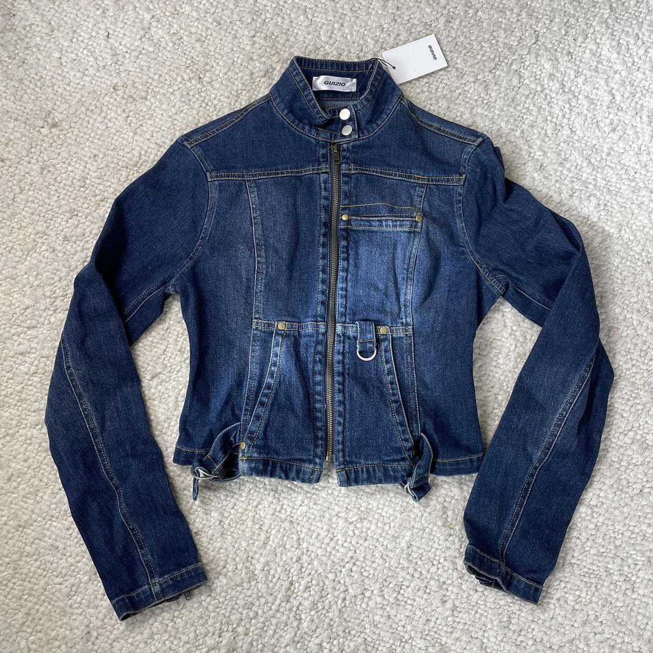 Danielle Guizio denim moto jacket - Depop