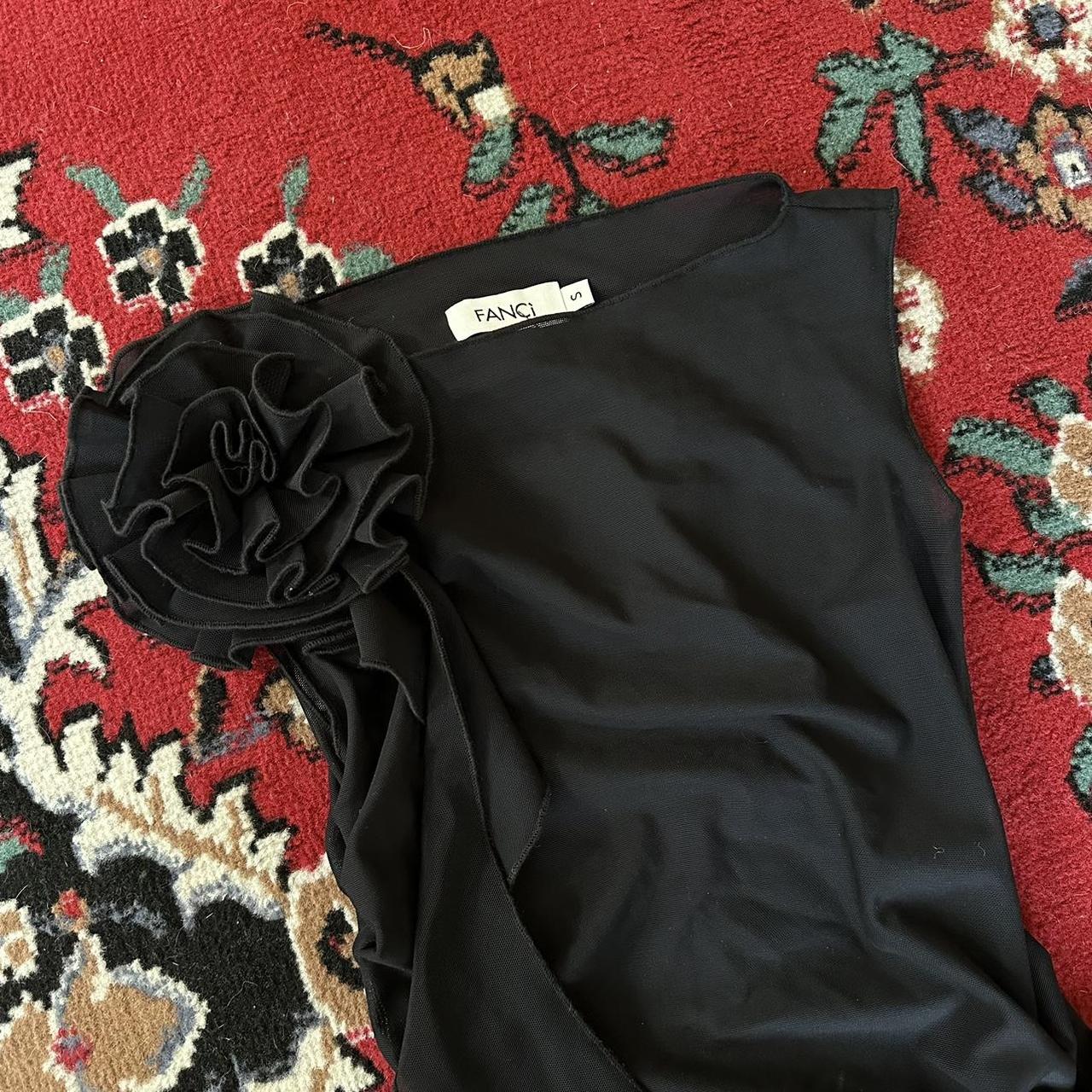Fanci Club black maxi dress with rose detail - Depop