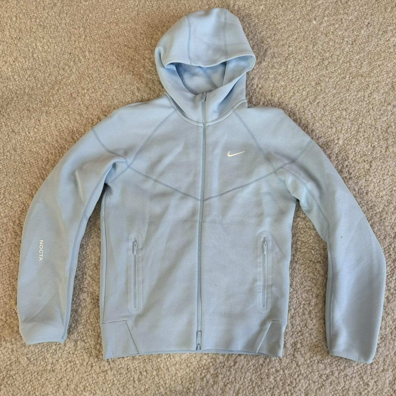 baby blue nike nocta zip up hoodie with seam details - Depop