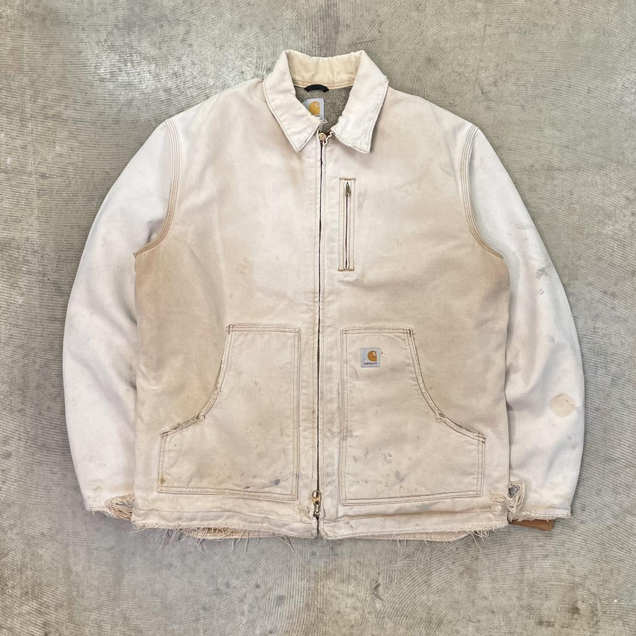 Carhartt Men's Brown and Cream Coat | Depop