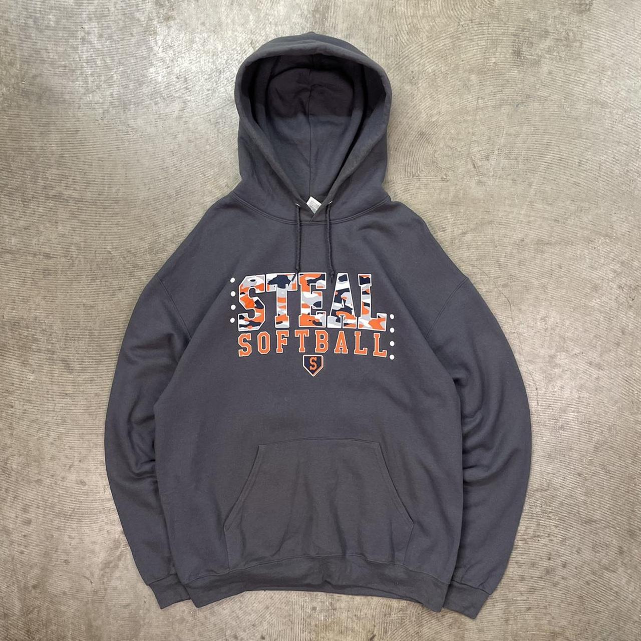 Vintage college hoodie grey L 90s USA American... - Depop