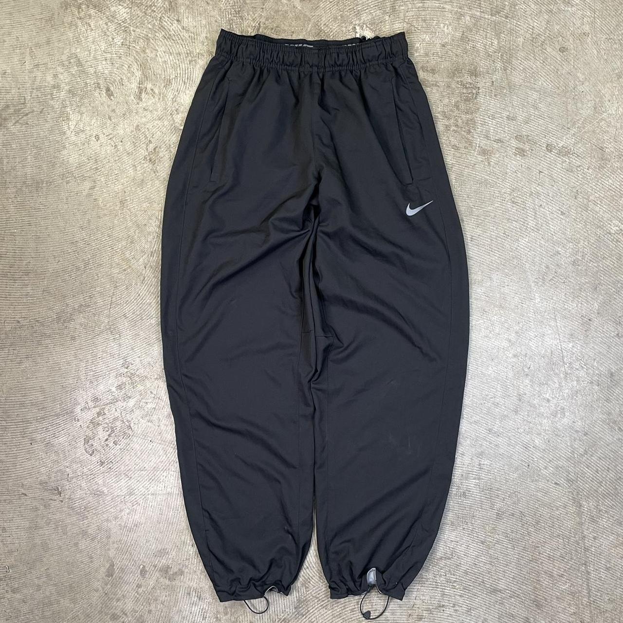 Nike baggy tracksuit bottoms joggers black 00s Y2K... - Depop