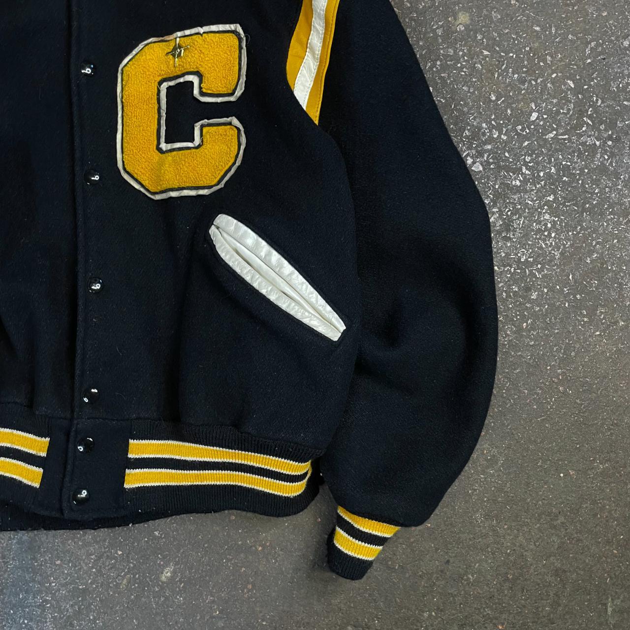 Vintage varsity jacket 80s wool bomber jacket in... - Depop