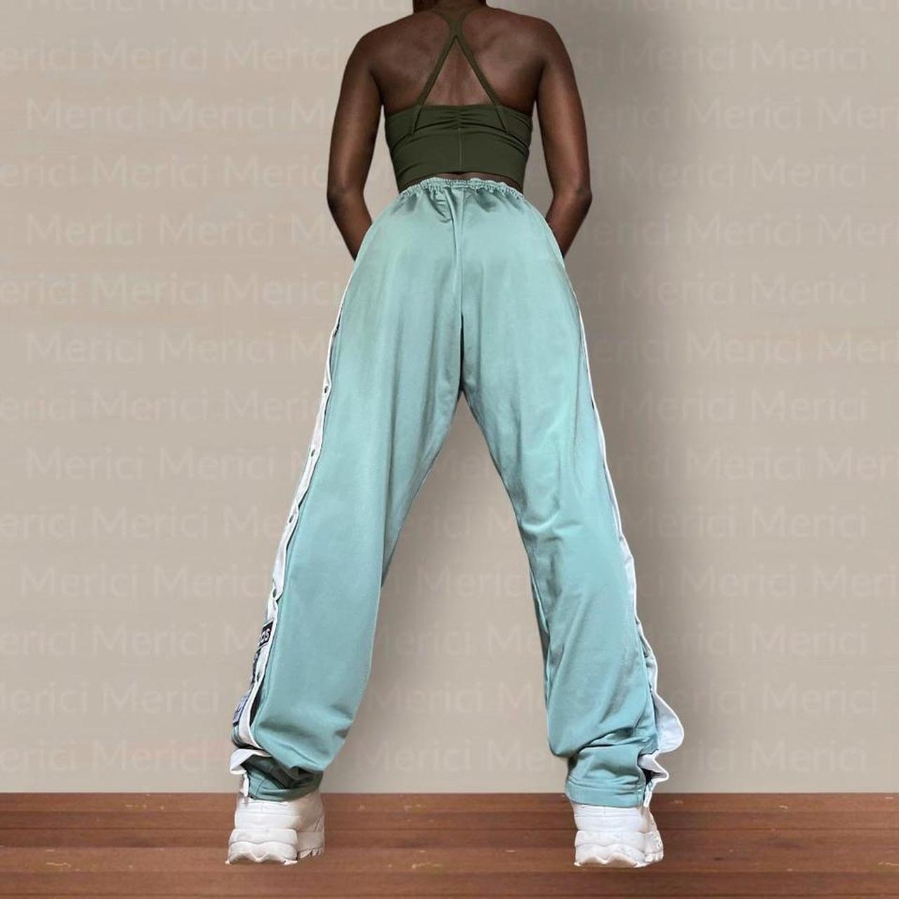 Adidas popper trousers Large • teal • approx Waist... - Depop
