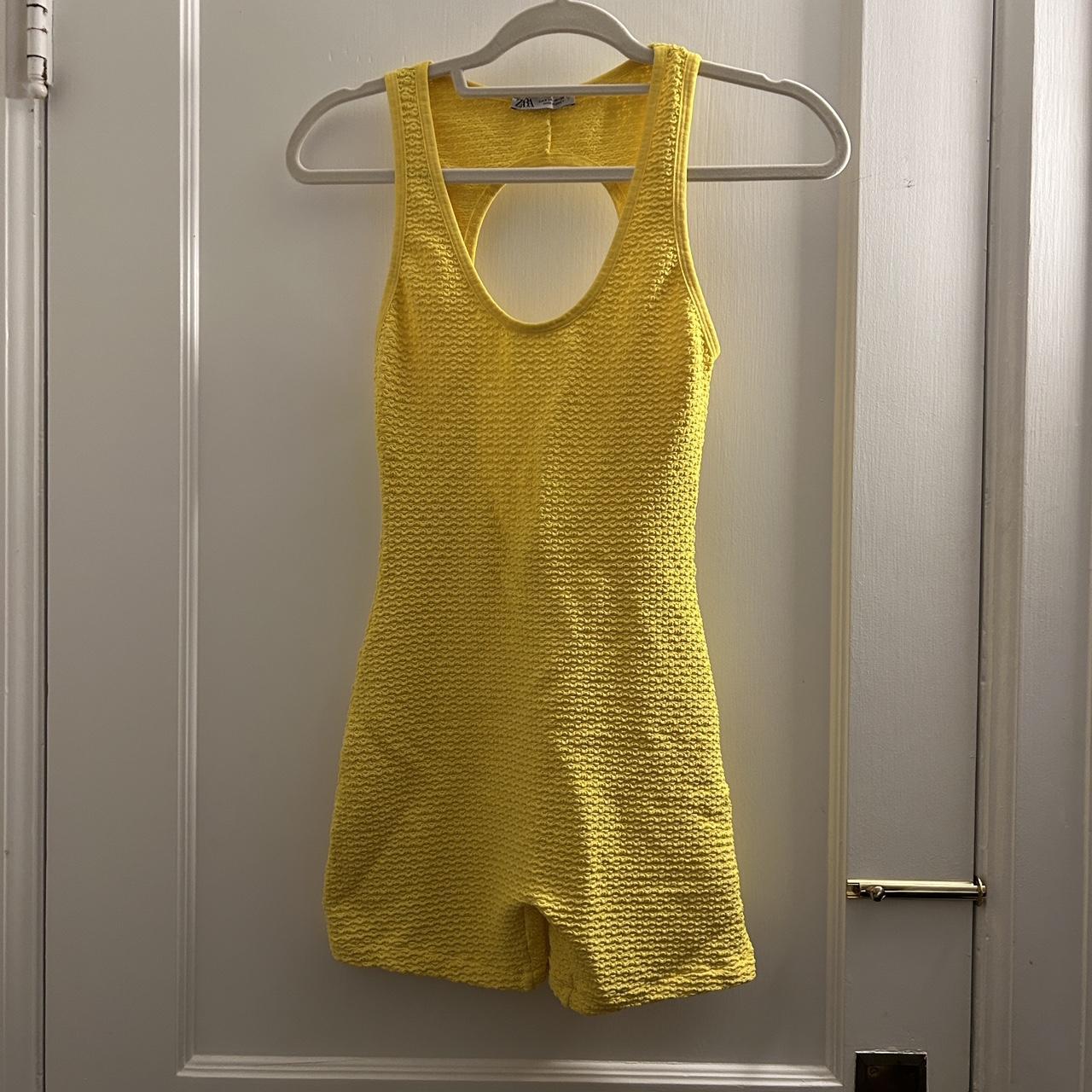 Zara Women's Yellow Playsuit-romper | Depop