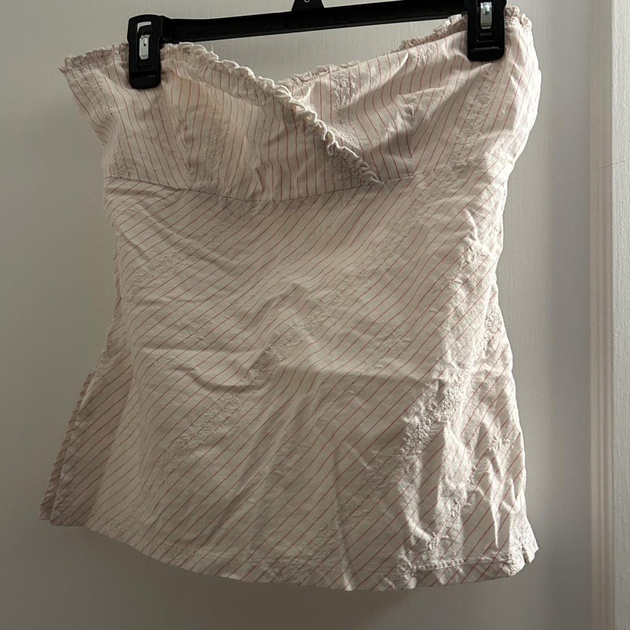 00s/Y2K Strapless Vanity pink striped top, tagged... - Depop