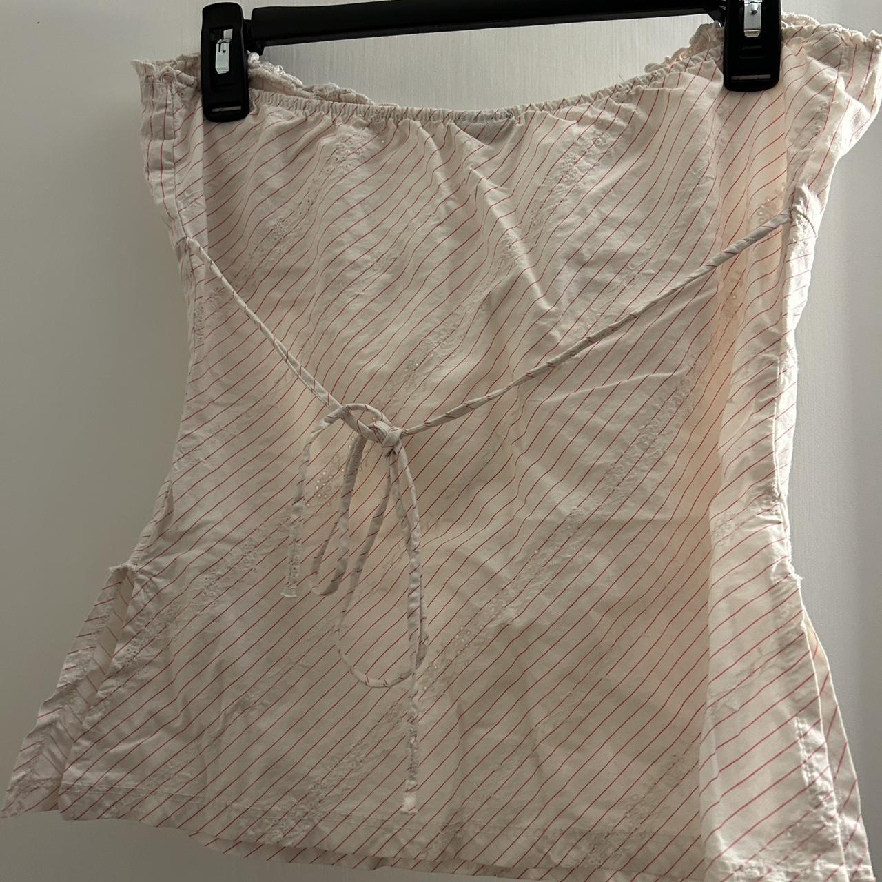 00s/Y2K Strapless Vanity pink striped top, tagged... - Depop