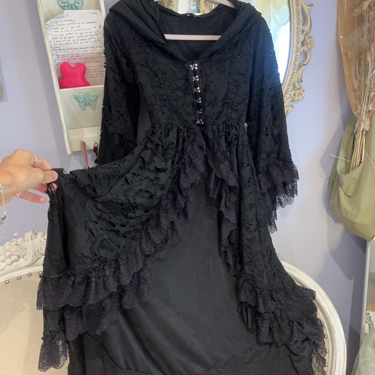 Widow "Mess Of Me" Distressed Duster Cloak in Black... - Depop
