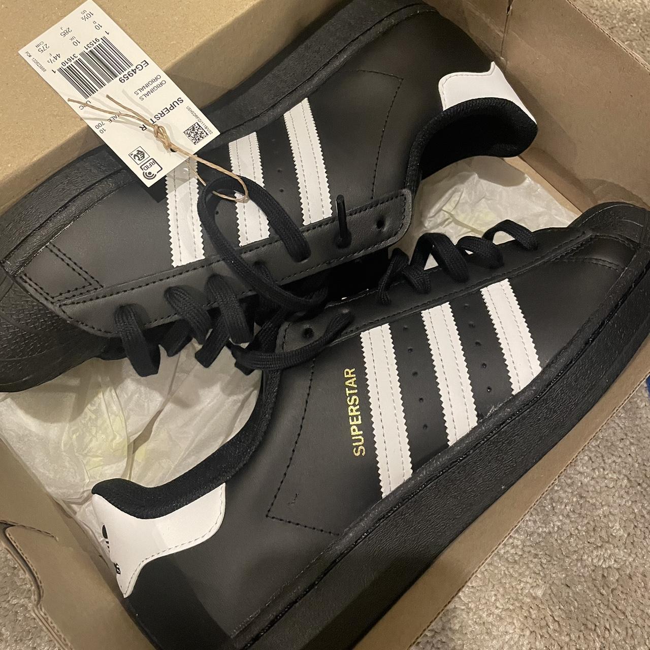 adidas superstar shelltoe black white size 10.5... - Depop