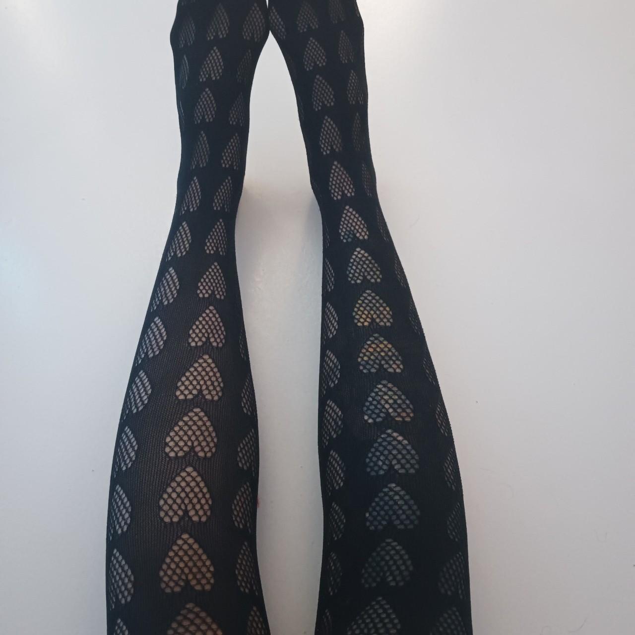 Heart engraved fishnets New never worn #tights... - Depop