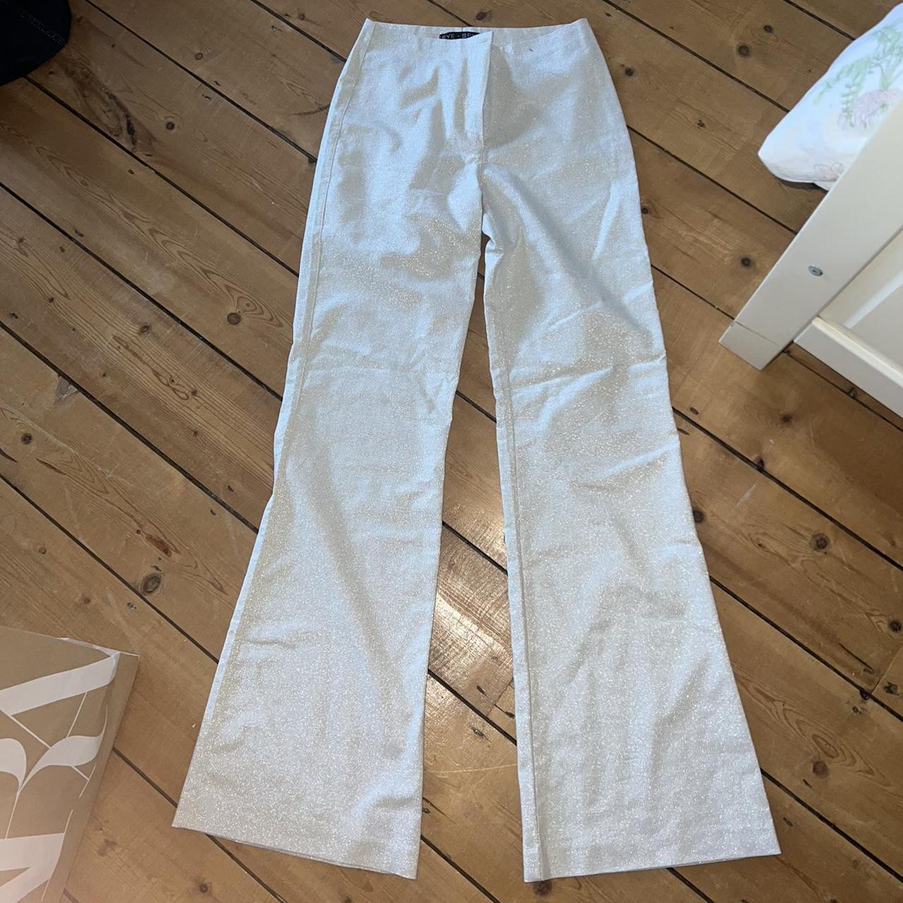 Vintage white sparkly shiny flares Fits perfectly... - Depop