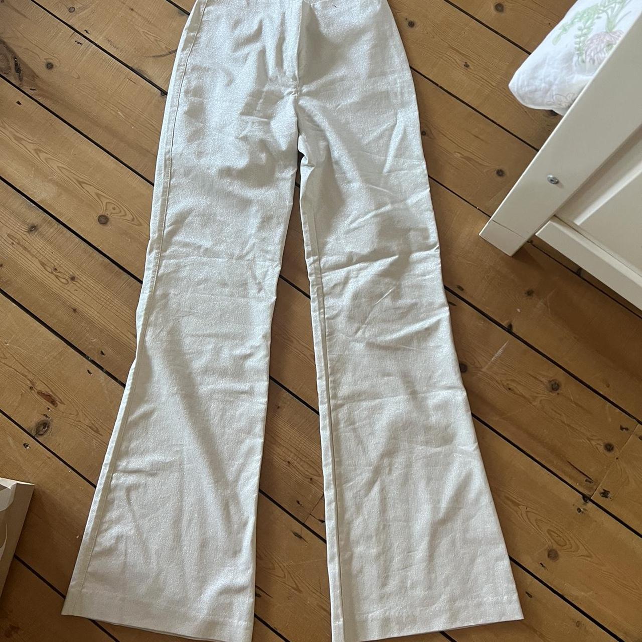 Vintage white sparkly shiny flares Fits perfectly... - Depop
