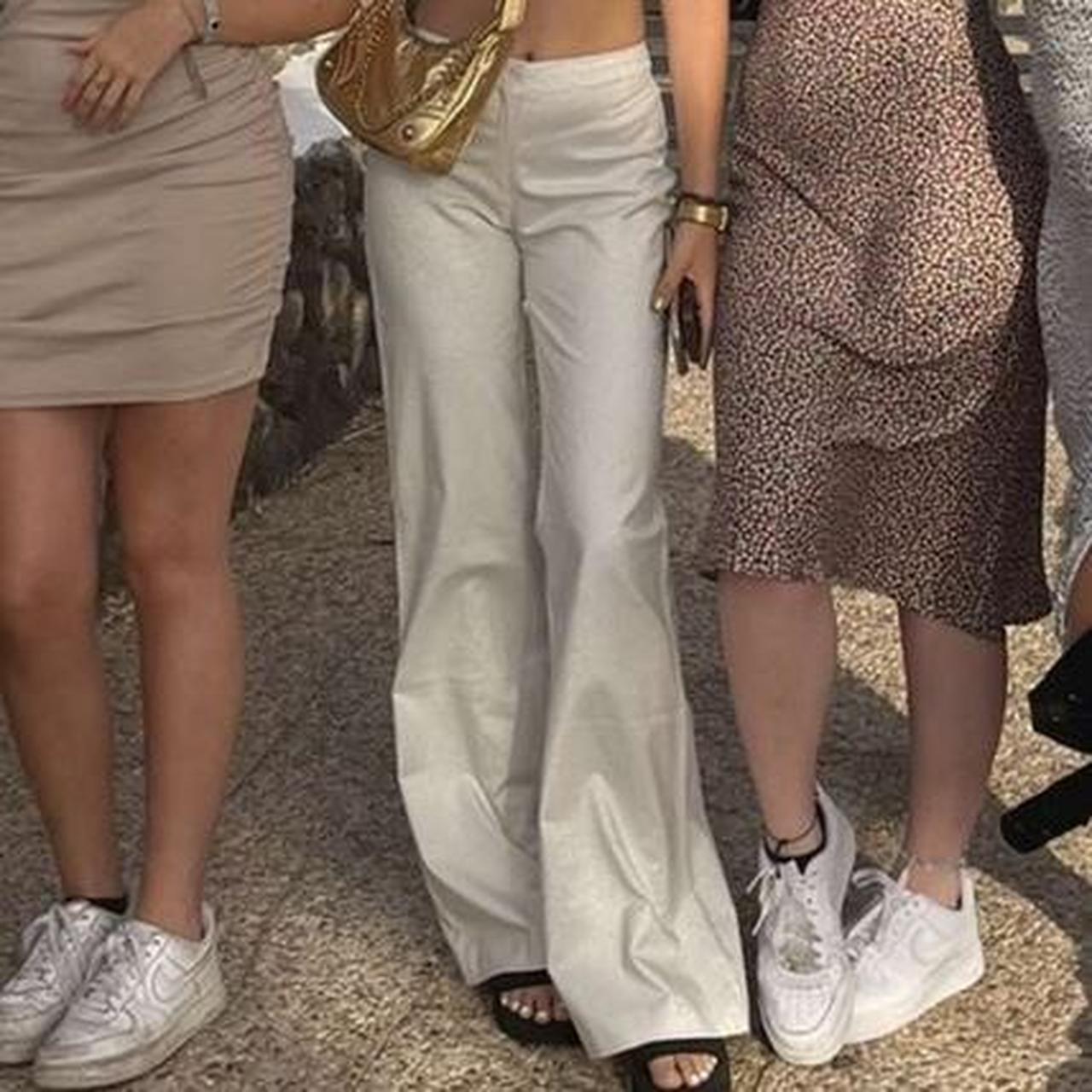 Vintage white sparkly shiny flares Fits perfectly... - Depop