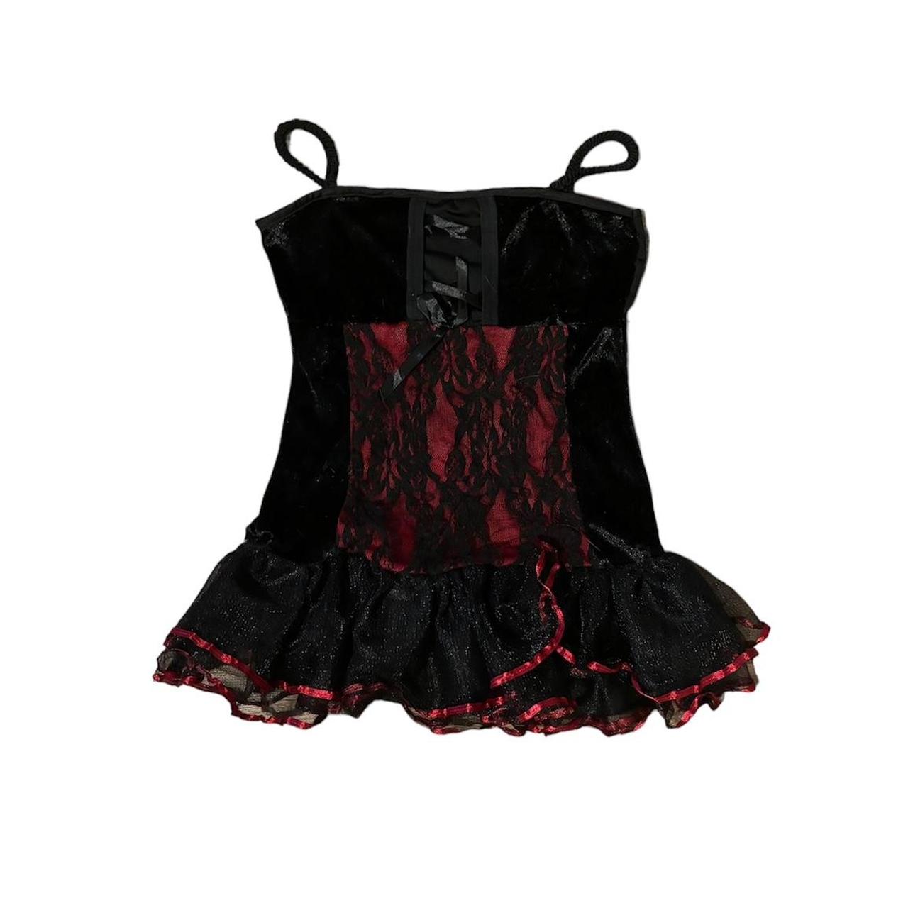 red and black goth shirt no tag but would best fit... - Depop