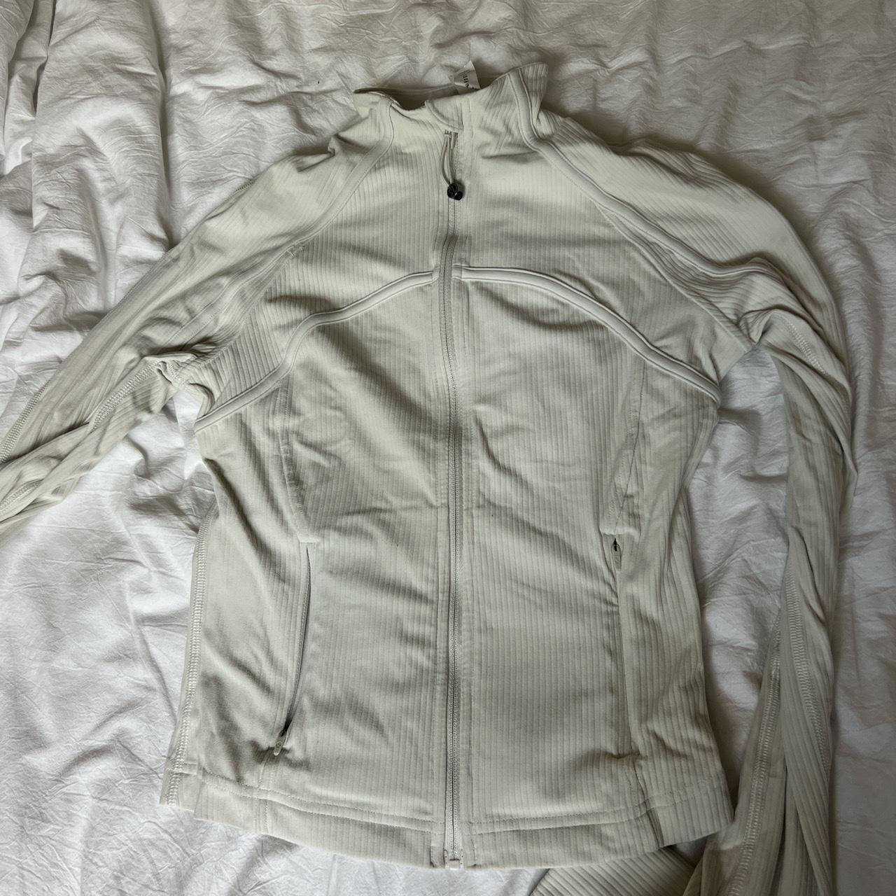 lululemon ribbed jacket color bone size 4 - Depop