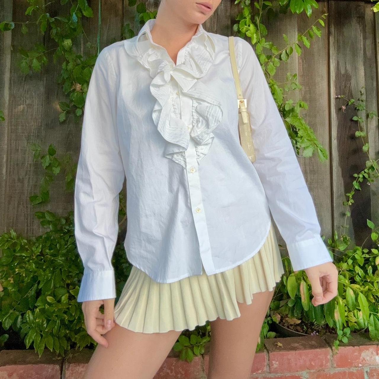 Ralph Lauren preppy white button up blood with... - Depop