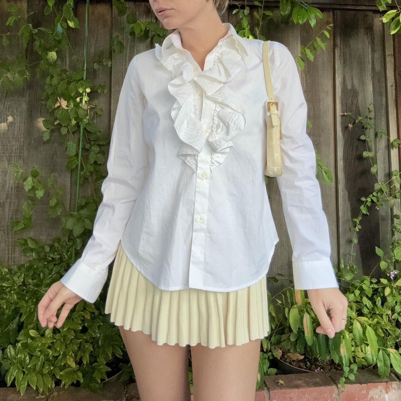 Ralph Lauren preppy white button up blood with... - Depop