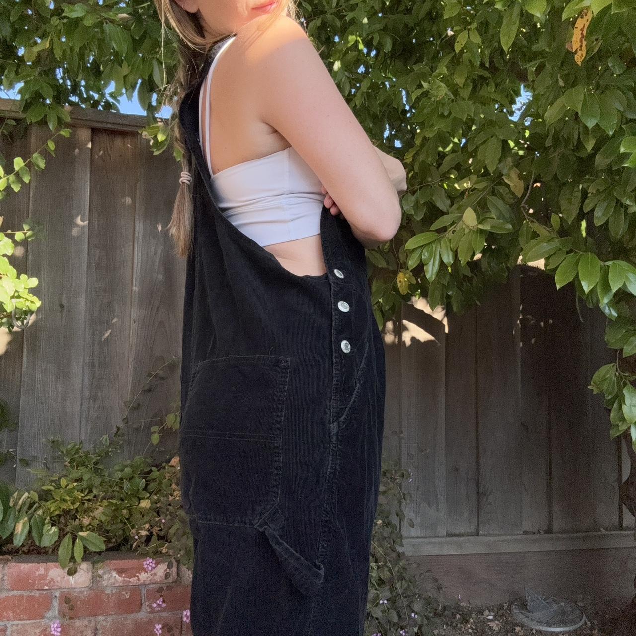 Vintage black long corduroy overalls Full length... - Depop