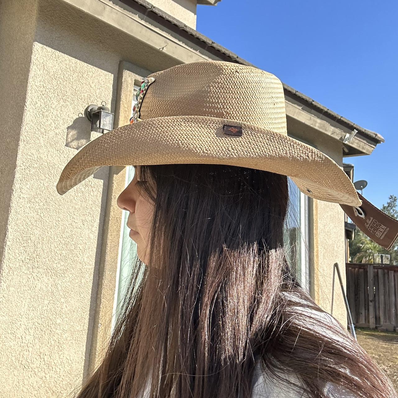 Tan Bejewled Cross Cowboy Hat One Size Fits All... - Depop
