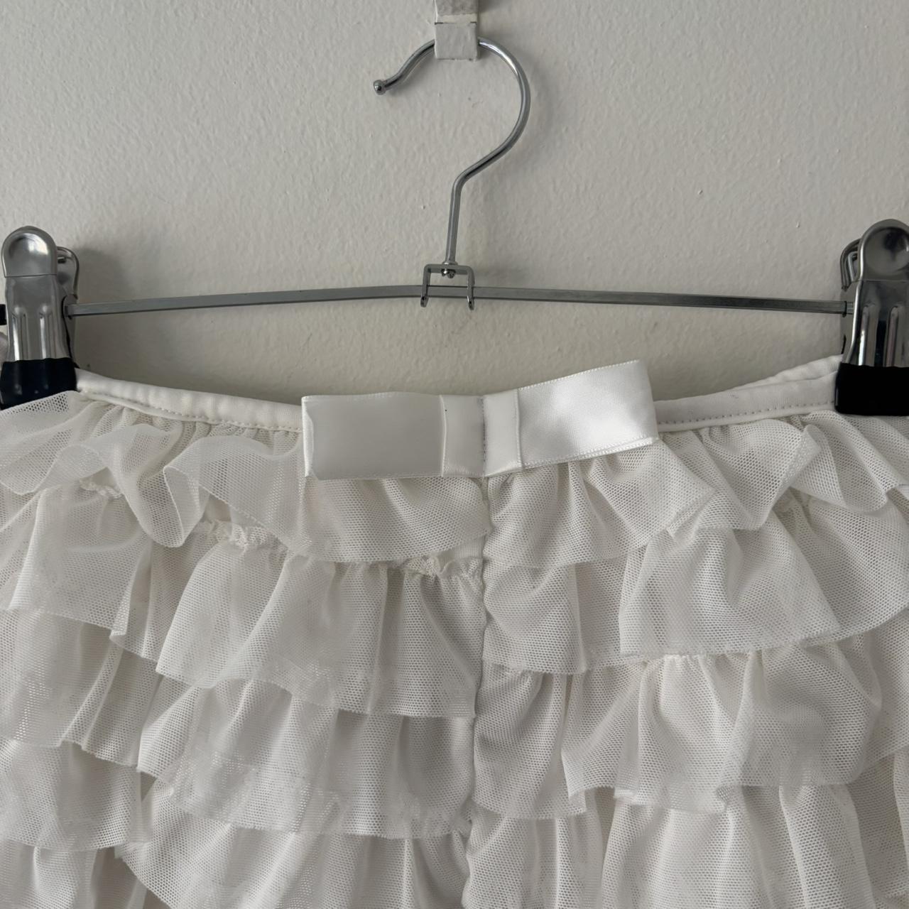 cute little white ruffle shorts with a bow size... | Depop