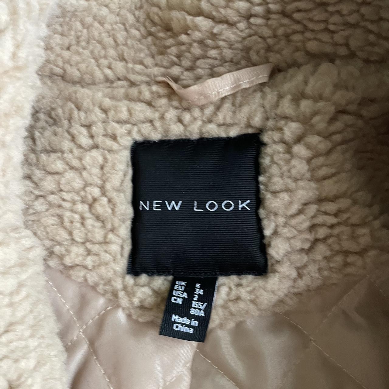 New look tan Sherpa teddy coat, very warm - Depop