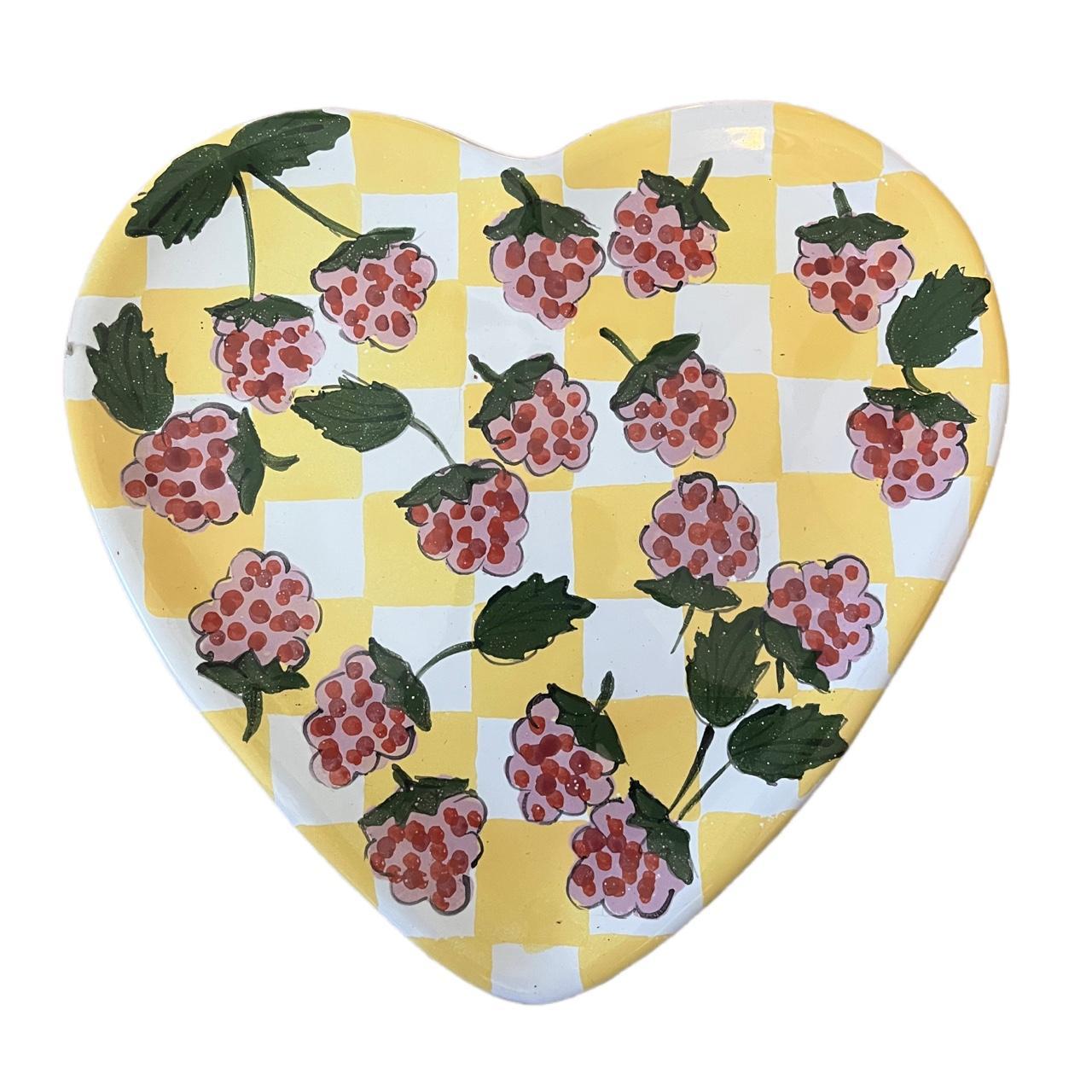 Set of 2 vintage checker fruit pattern heart shaped... - Depop