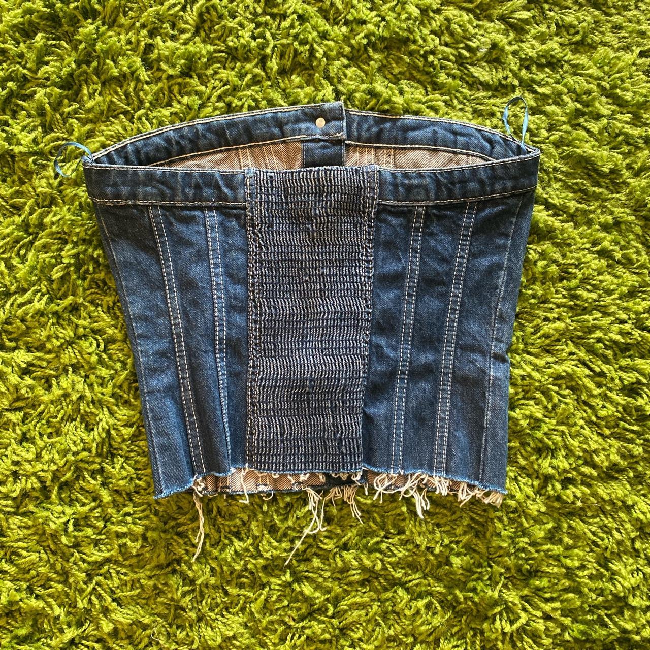 Zara denim bustier corset top - never worn besides... - Depop