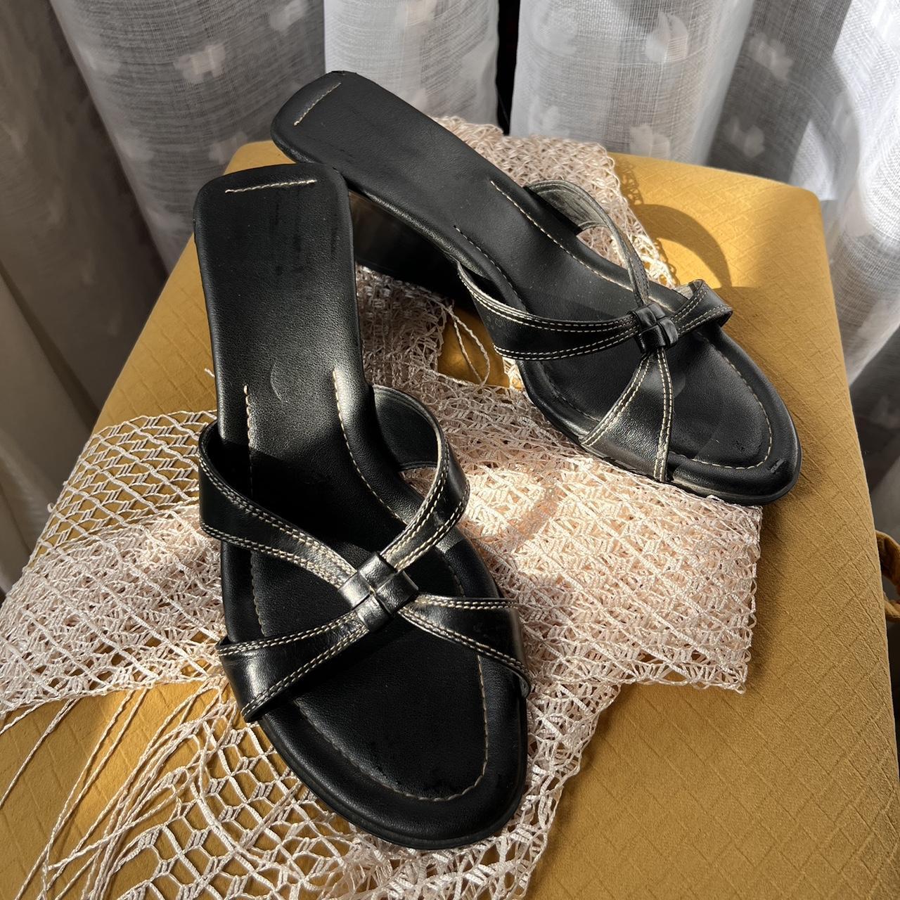 Black Leather Kitten Wedges Size 6 - Made in... - Depop