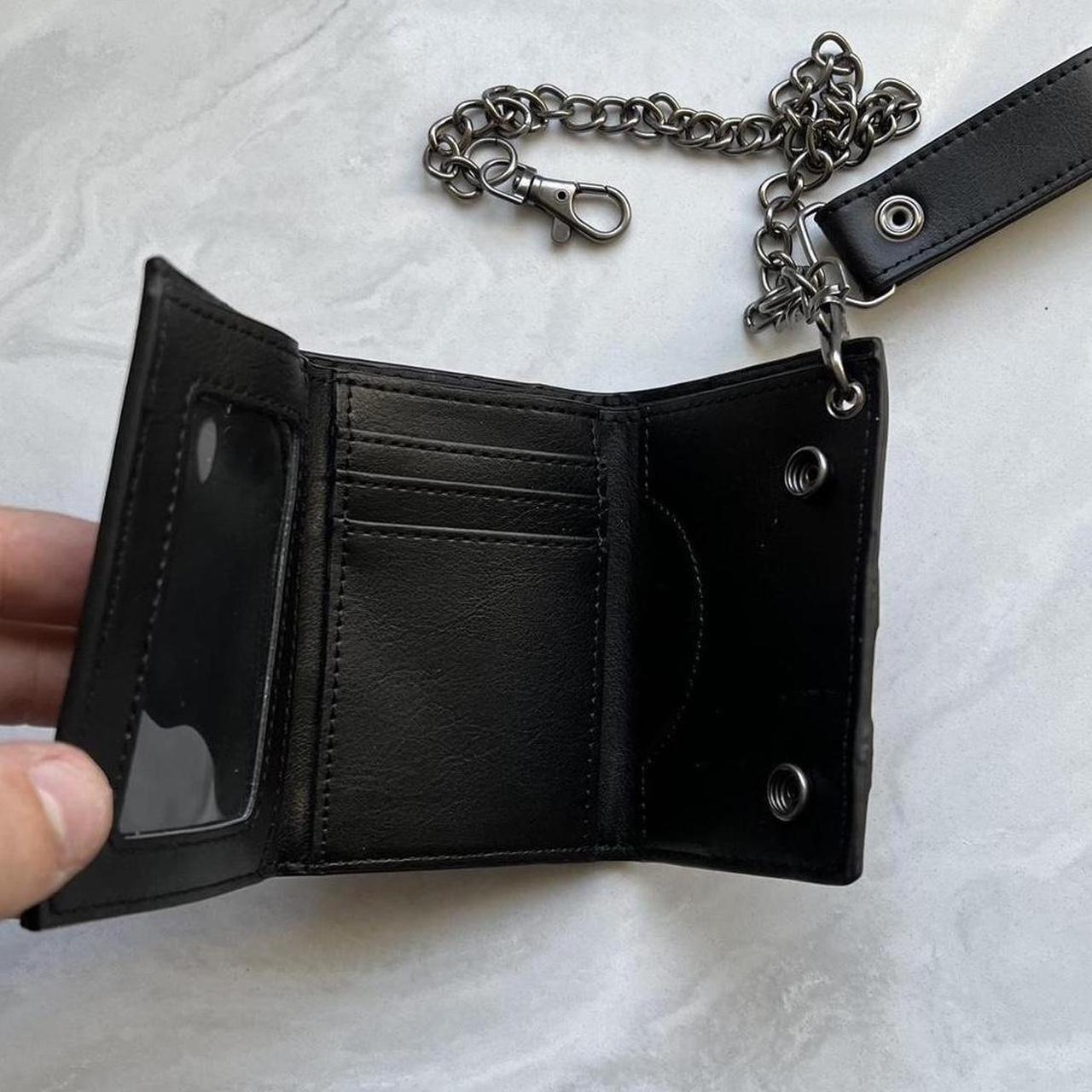 Goth Punk Emo Maroon Skull 3 Fold Wallet & Chain... - Depop