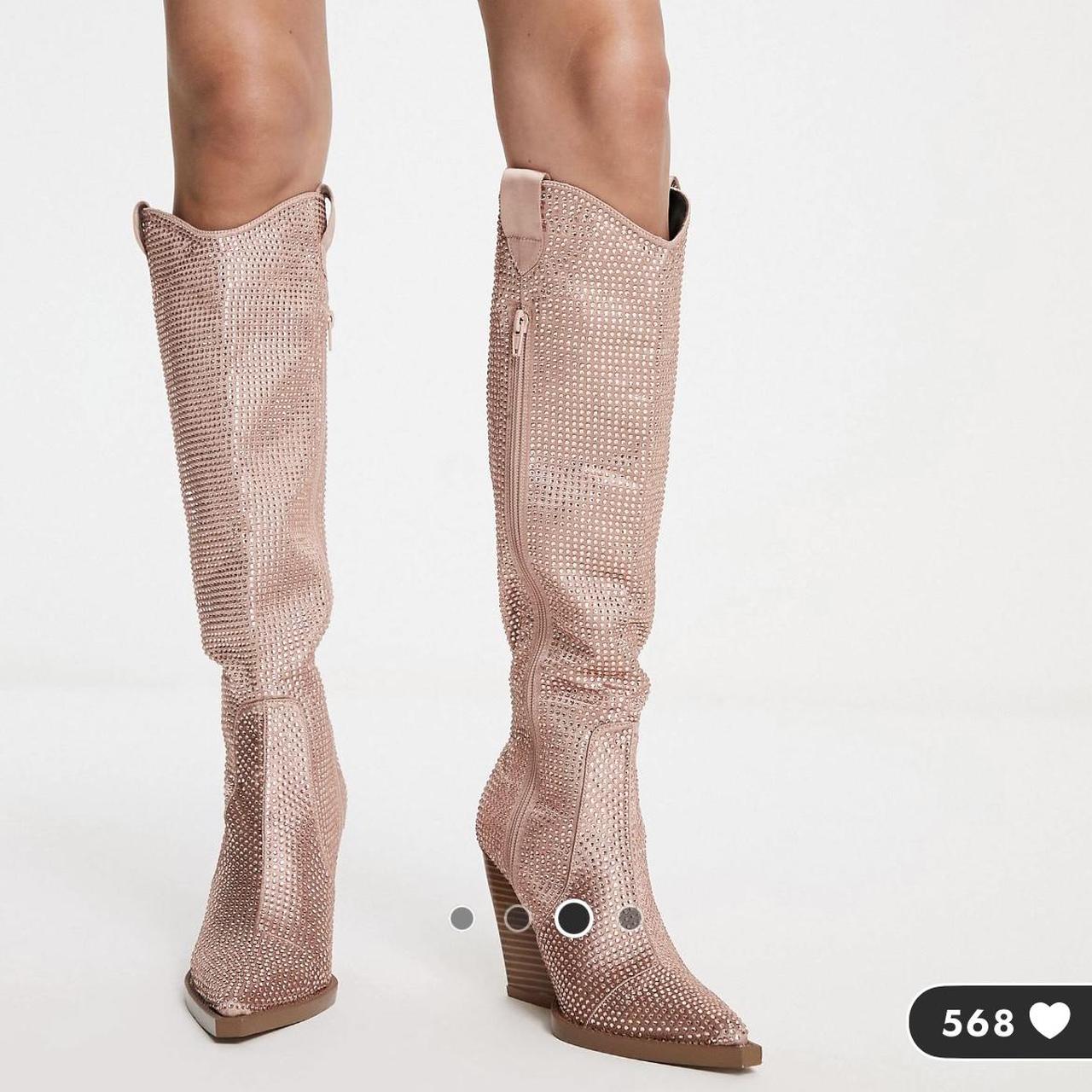 Rose gold rhinestone cowboy boots Brand new, left... - Depop