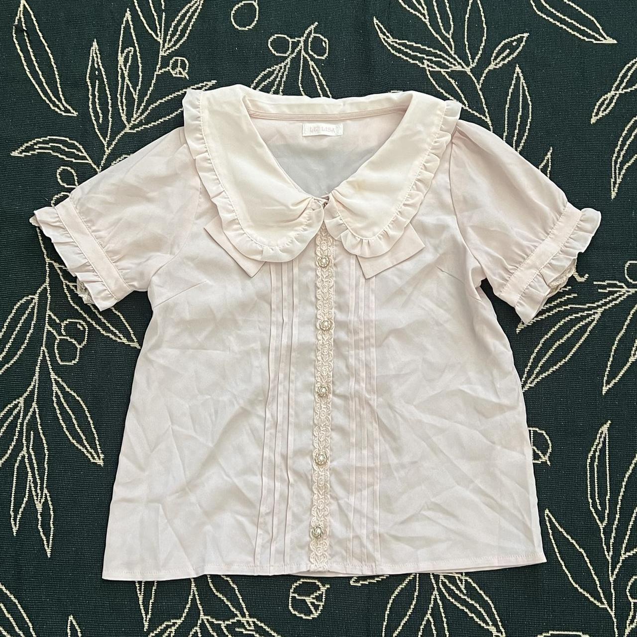 Liz Lisa Sheer Pastel PINK Ruffle Collar... - Depop